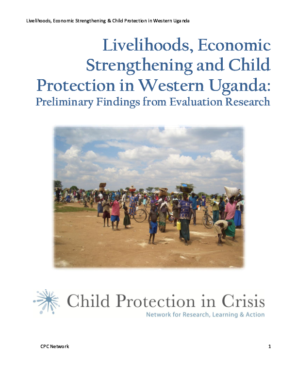 Livelihoods, Economic Strengthening and Child Protection in Western ...